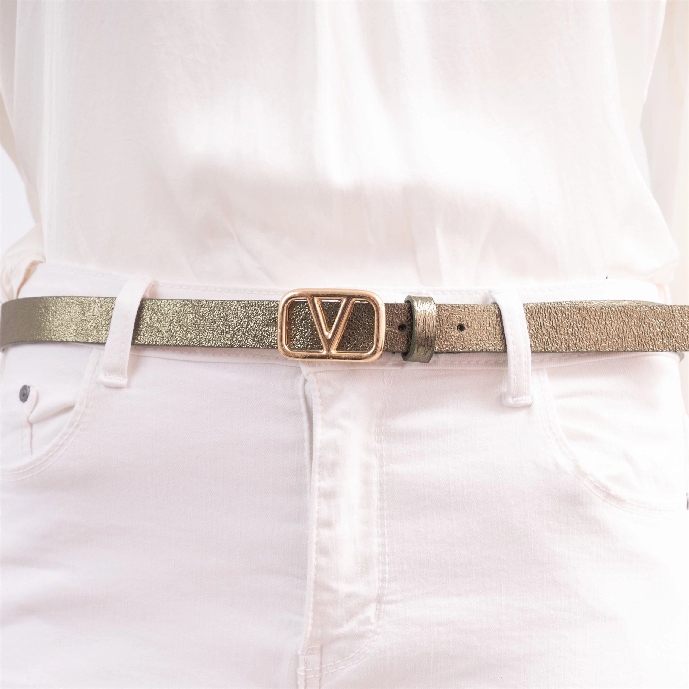 Iridescent Leather Belt in Olive – NK Boutique - St. Francisville
